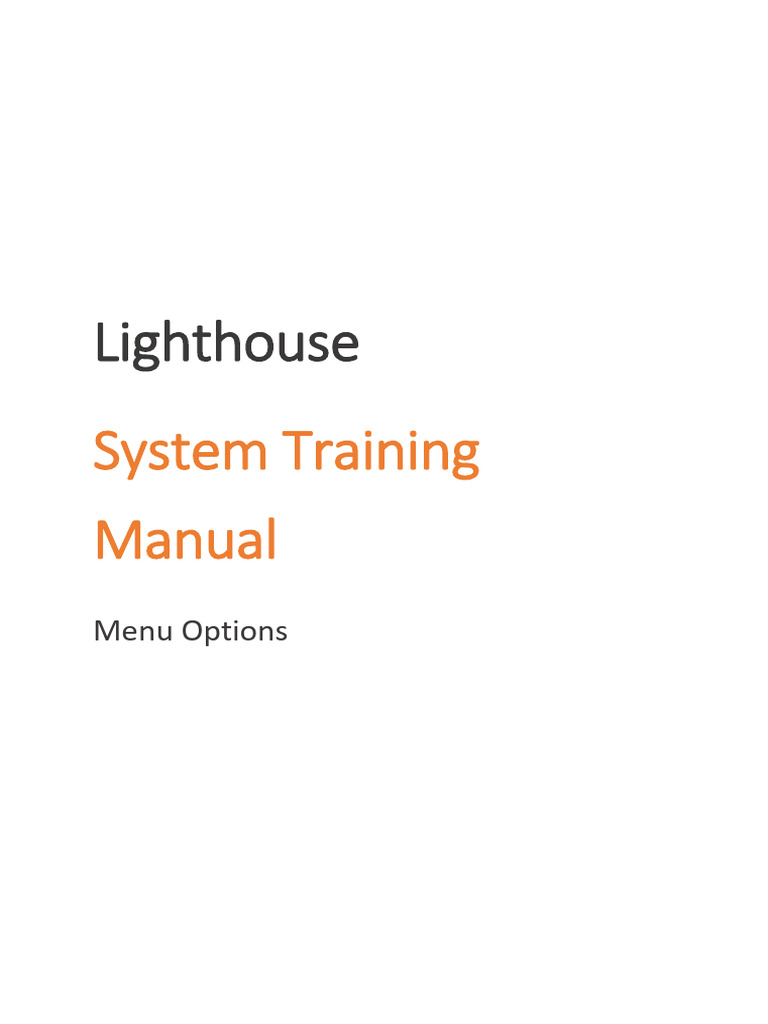 Lighthouse - User Manual 01 - Menu Options | PDF | Login | Receipt
