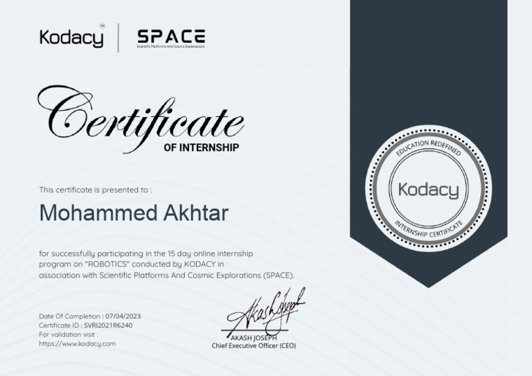 Robotics Internship | PDF