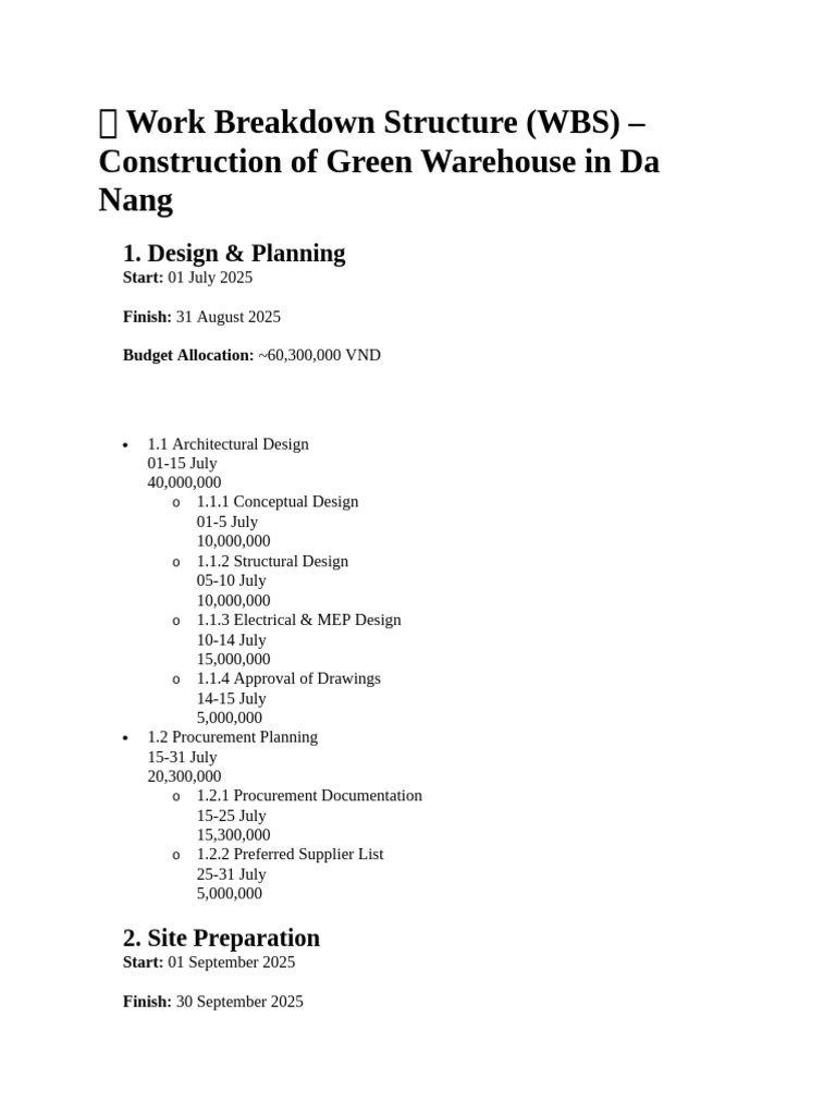? Work Breakdown Structure | PDF | Roof | Wall