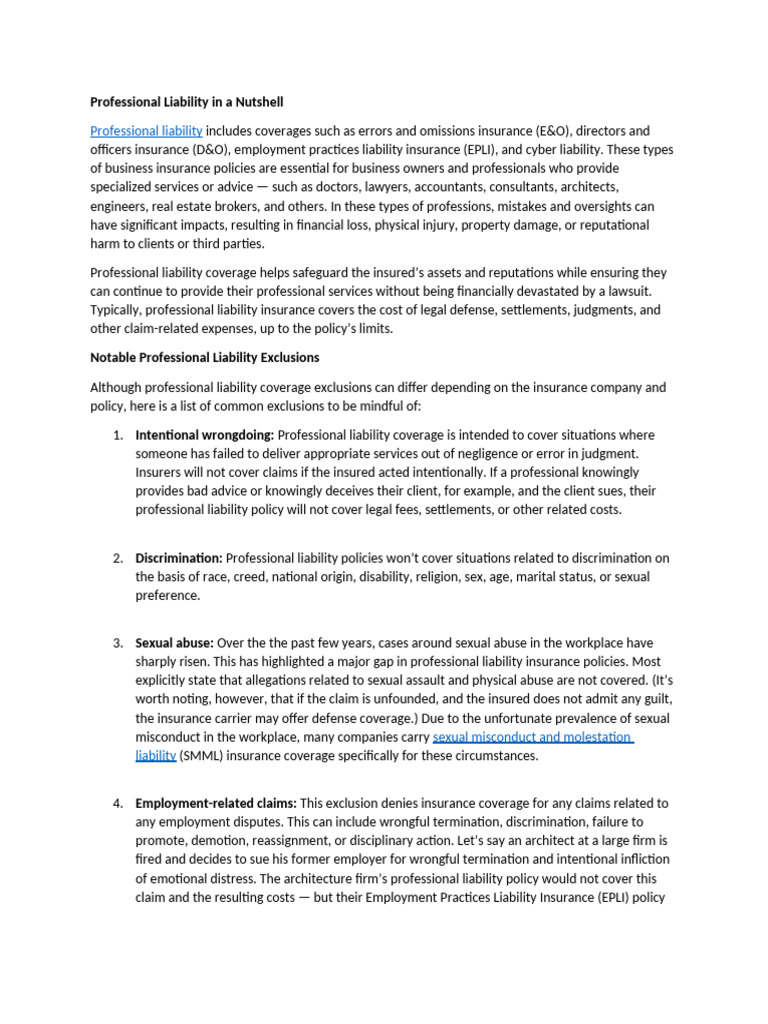 Understanding Professional Liability Insurance | PDF | Professional ...