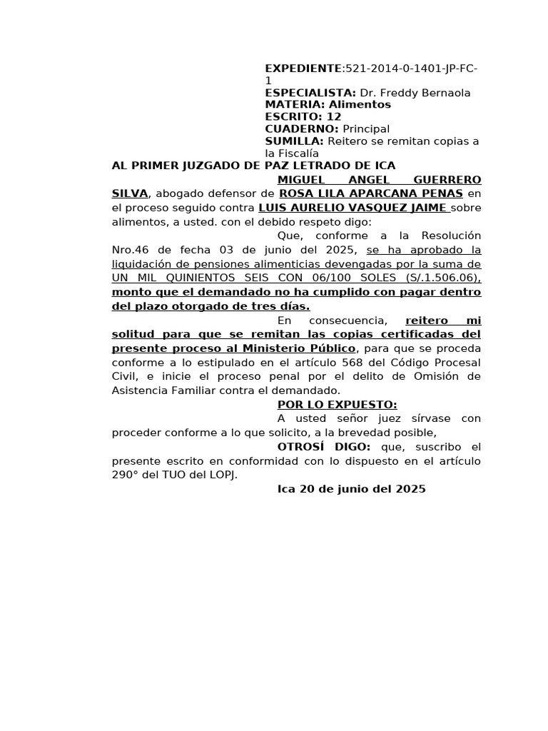 Reitero Se Remitan Copias A La Fiscalia Rosa LX | PDF