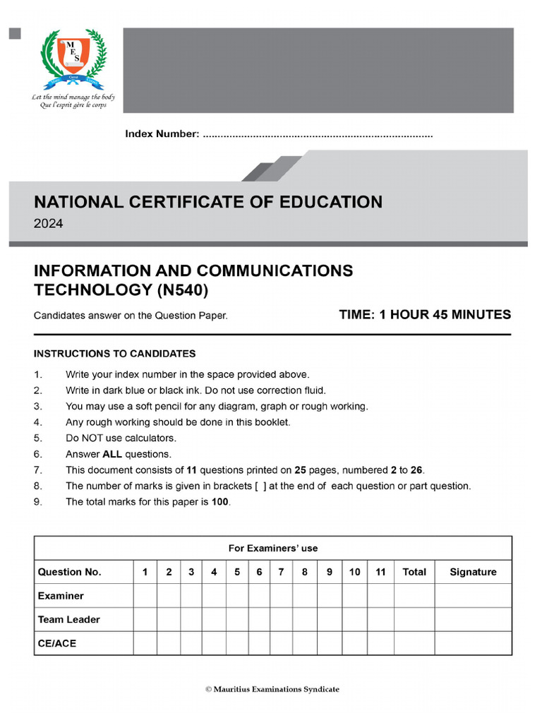 NCE 2024 Information Communication Technology | PDF | Computer Hardware | Office Equipment