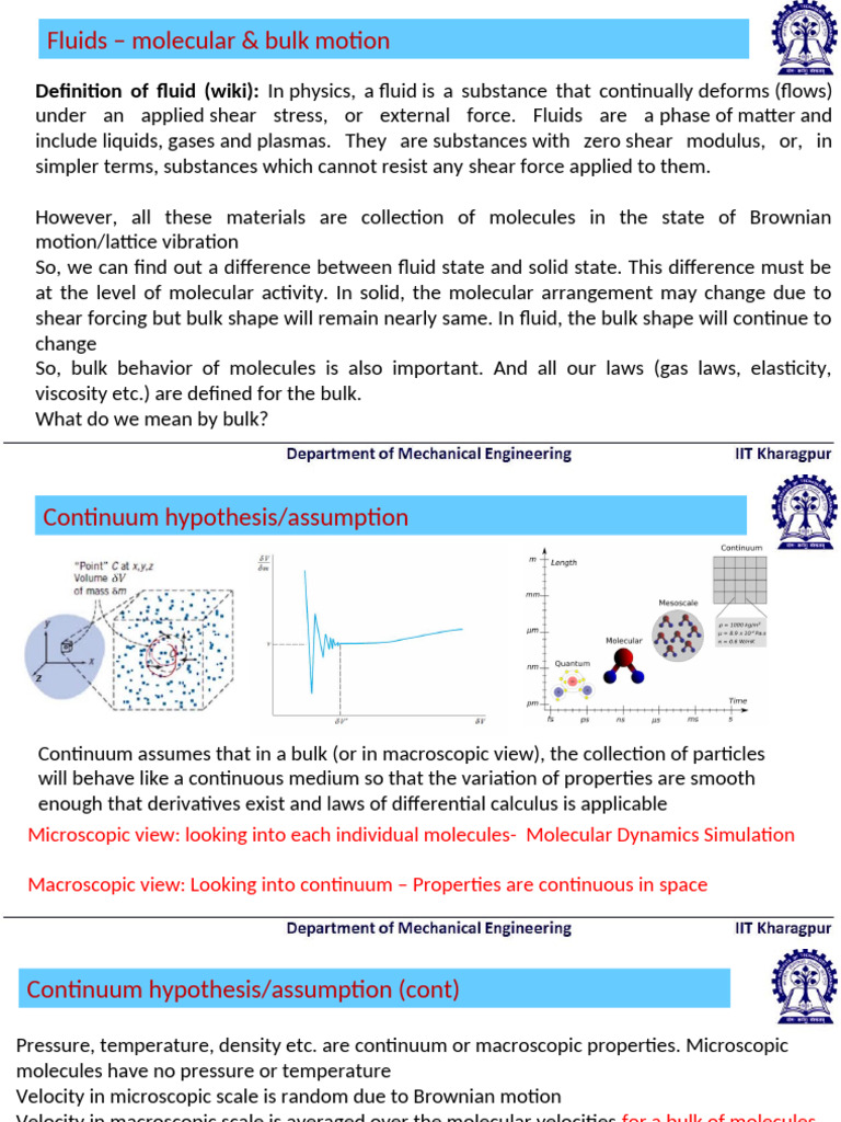Continuum Hypothesis in Fluid Mechanics | PDF | Fluid Mechanics | Viscosity