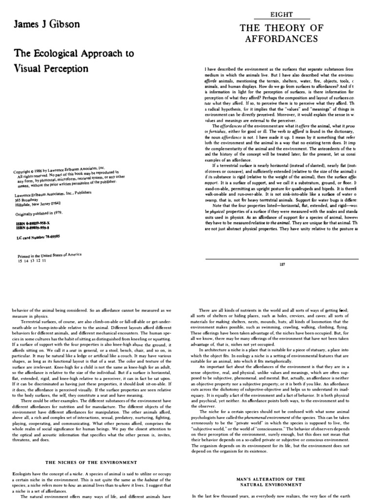 10. Gibson - Theory of Affordances-1 2 | PDF | Perception | Ecological ...