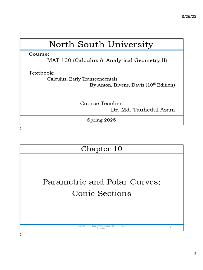 Parametric & Polar Curves in Calculus | PDF | Tangent | Coordinate System