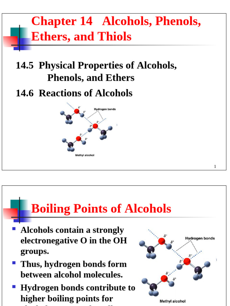 Alcohols, Phenols, Ethers and Thiols Orgchem | PDF | Ether | Ethanol