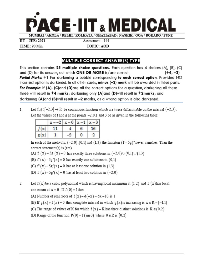 Assessment - 144 (AOD) Question Paper | PDF | Numbers | Function ...