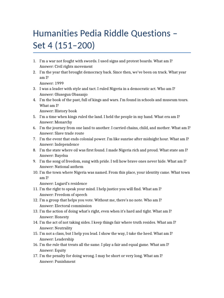 Humanities Pedia Riddles Set4 | PDF | Police | Government