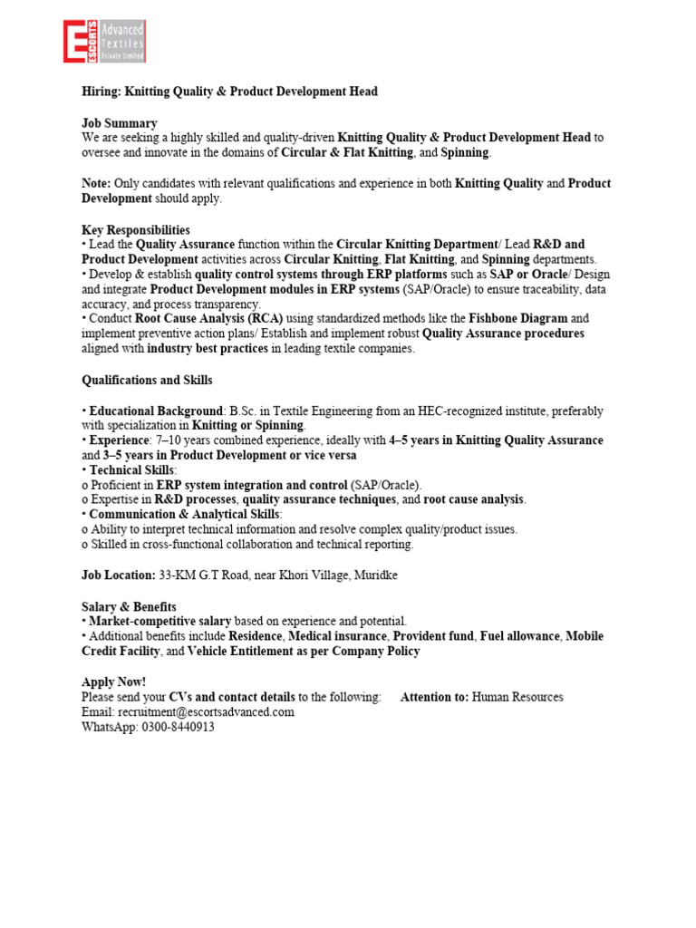 Knitting Quality & PD Head | PDF