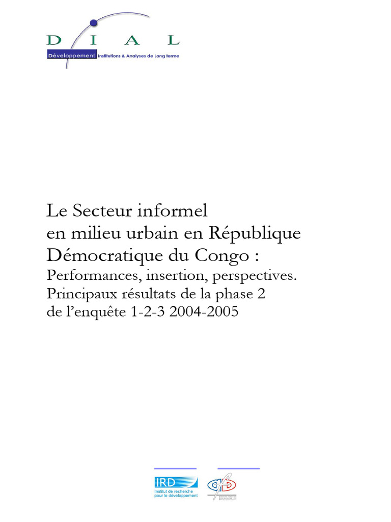 Secteur informel en RDC : Performances et défis | PDF | République ...