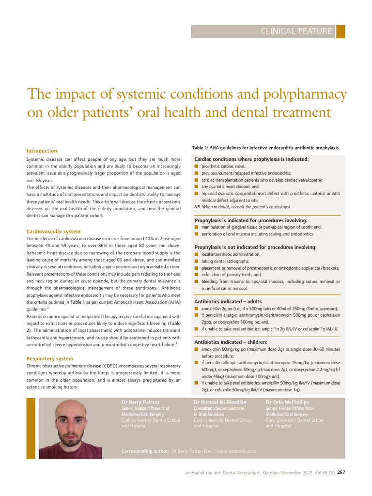 The Impact of Systemic Conditions and Polypharmacy On Older Patients ...
