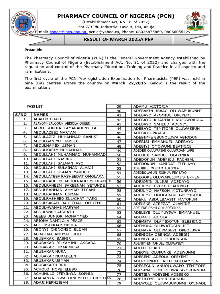 Pep Result For Advert 2025a | PDF | Health Care | Pharmaceutical Sciences