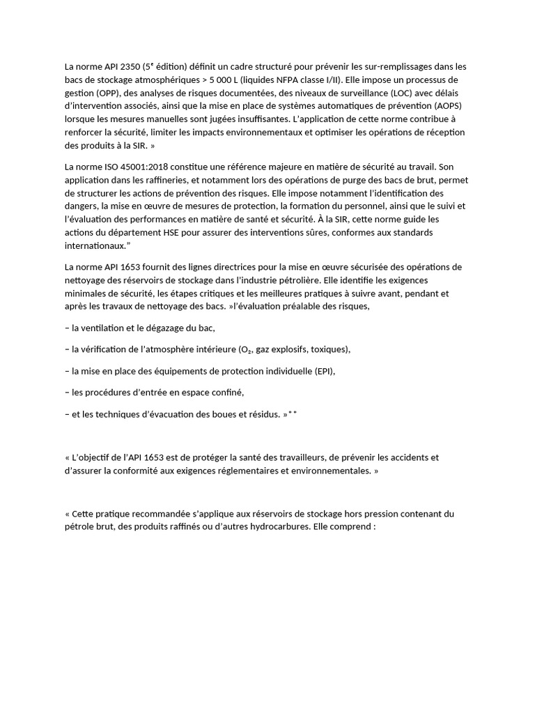 La Norme API 2350 | PDF