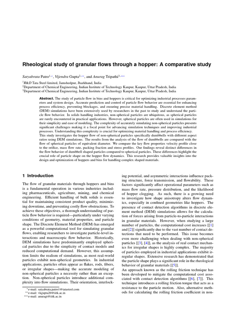 Granular Flow Dynamics in Hoppers | PDF | Particle | Mechanical Engineering