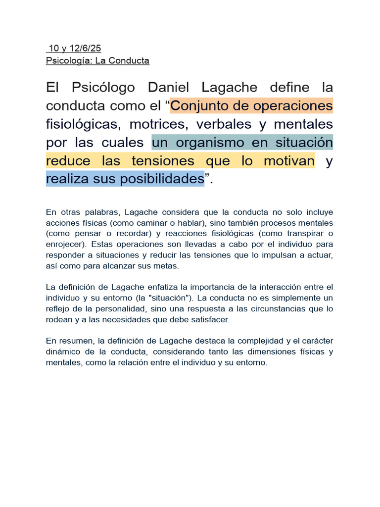 Conducta - Daniel Lagache-1 | PDF