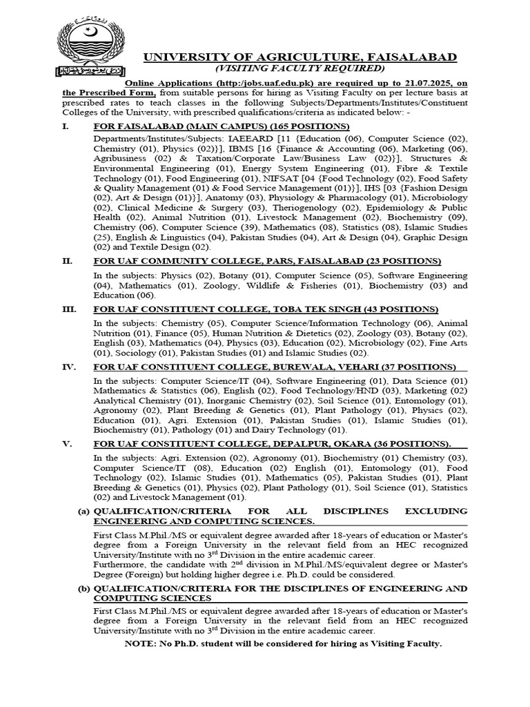 Visiting Faculty Required (Uaf) | PDF | Academic Degree
