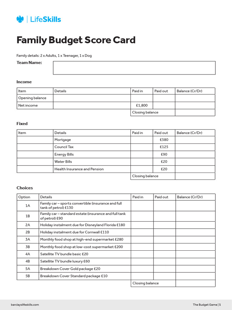 The Budget Game Scorecard | PDF | Economies | Government Finances