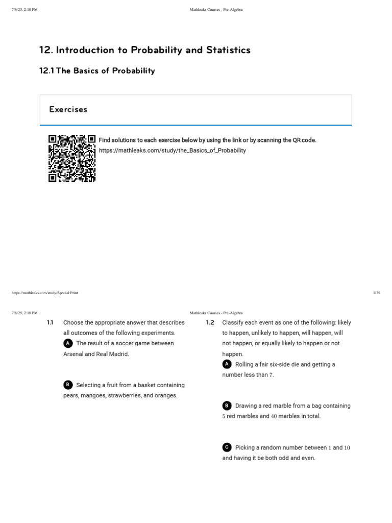 Introduction To Probability and Statistics | PDF