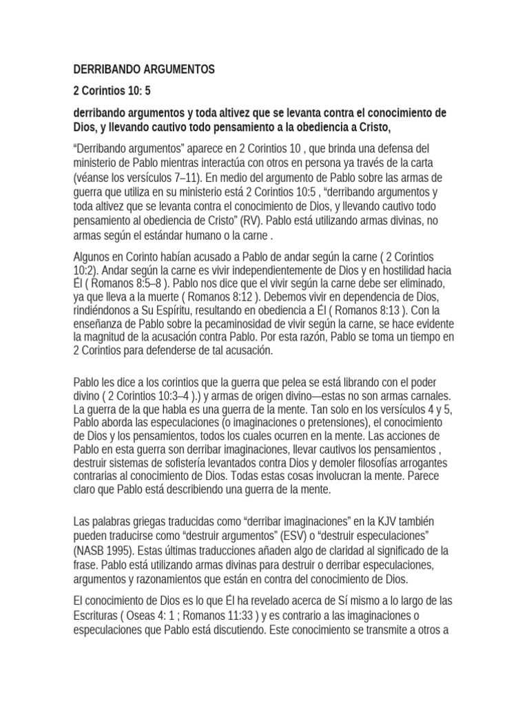 Derribando Argumentos | PDF | Pablo el apóstol | Epístola a los romanos