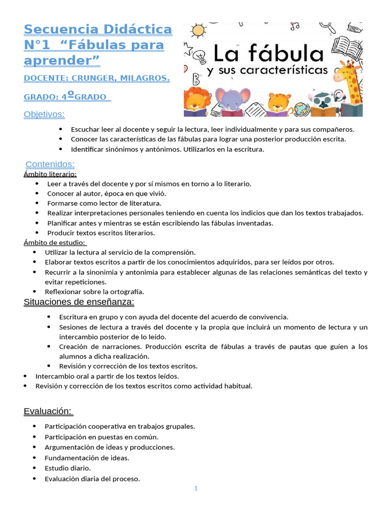 Fábulas para Aprender | PDF | Fábula | Aprendizaje