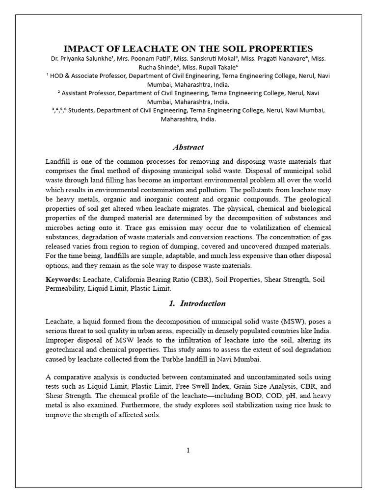 Leachate Effects on Soil Properties Analysis | PDF | Soil | Waste