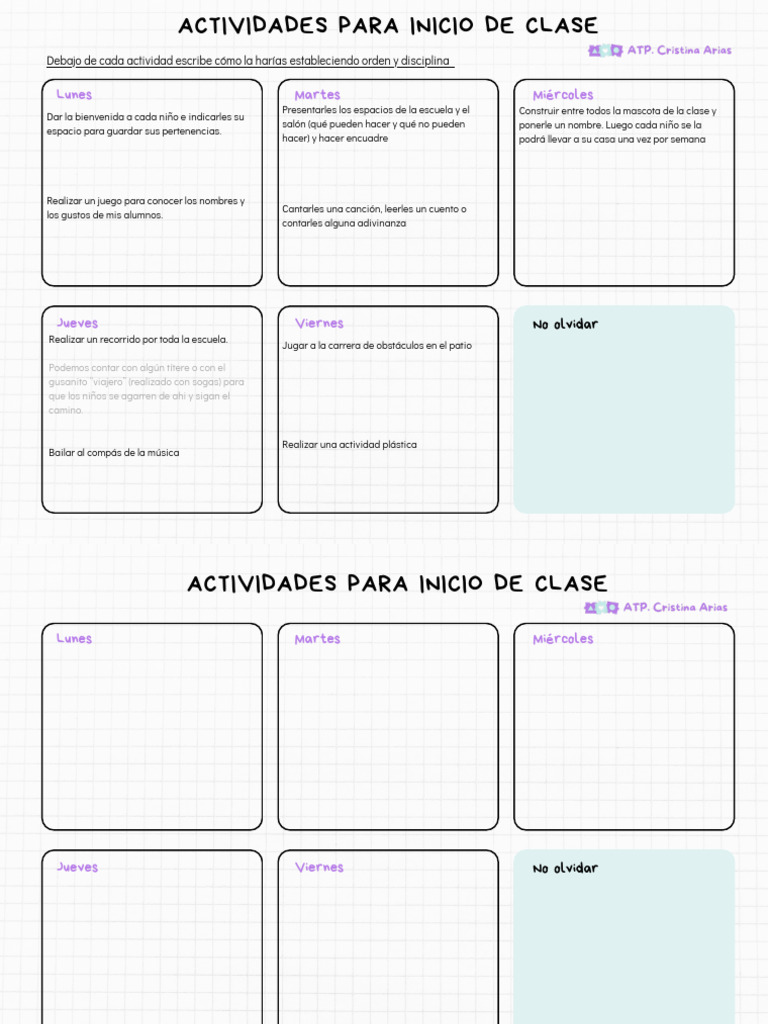 Actividades Inicio de Clase | PDF