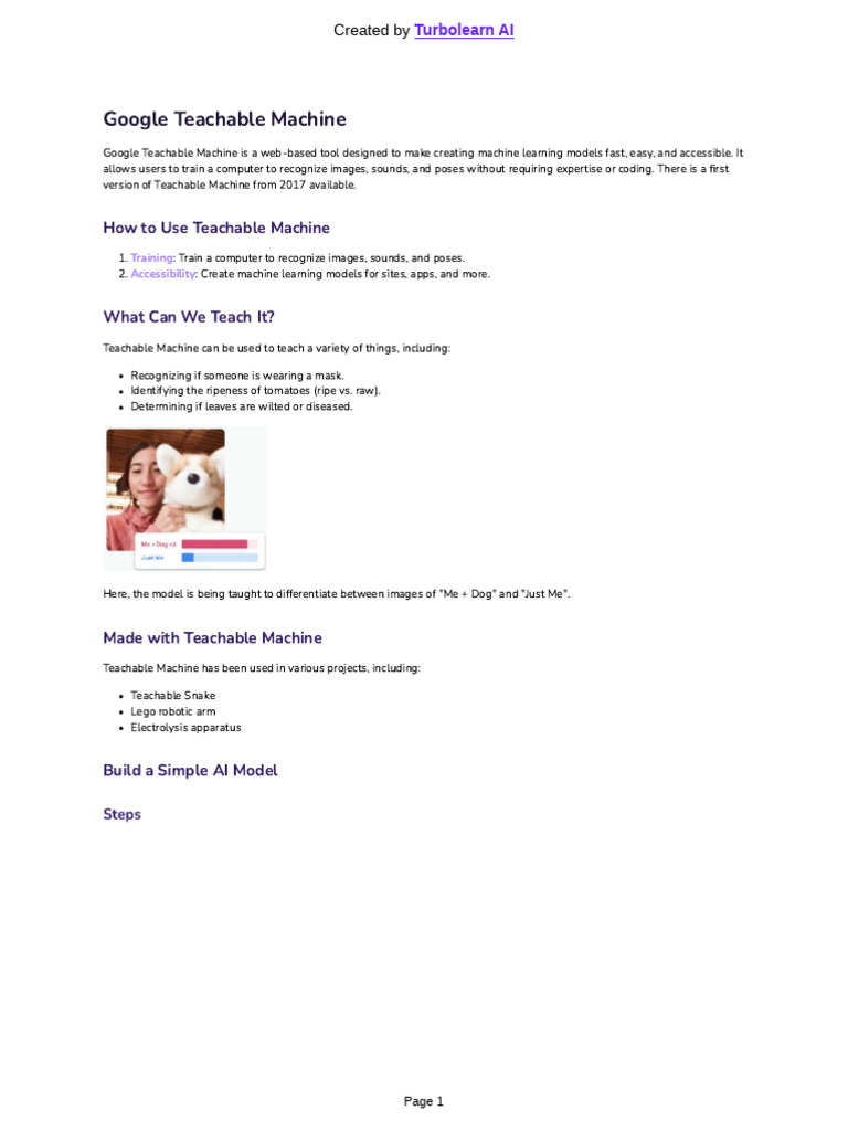 Google Teachable Machine Overview | PDF | Python (Programming Language) | Computing