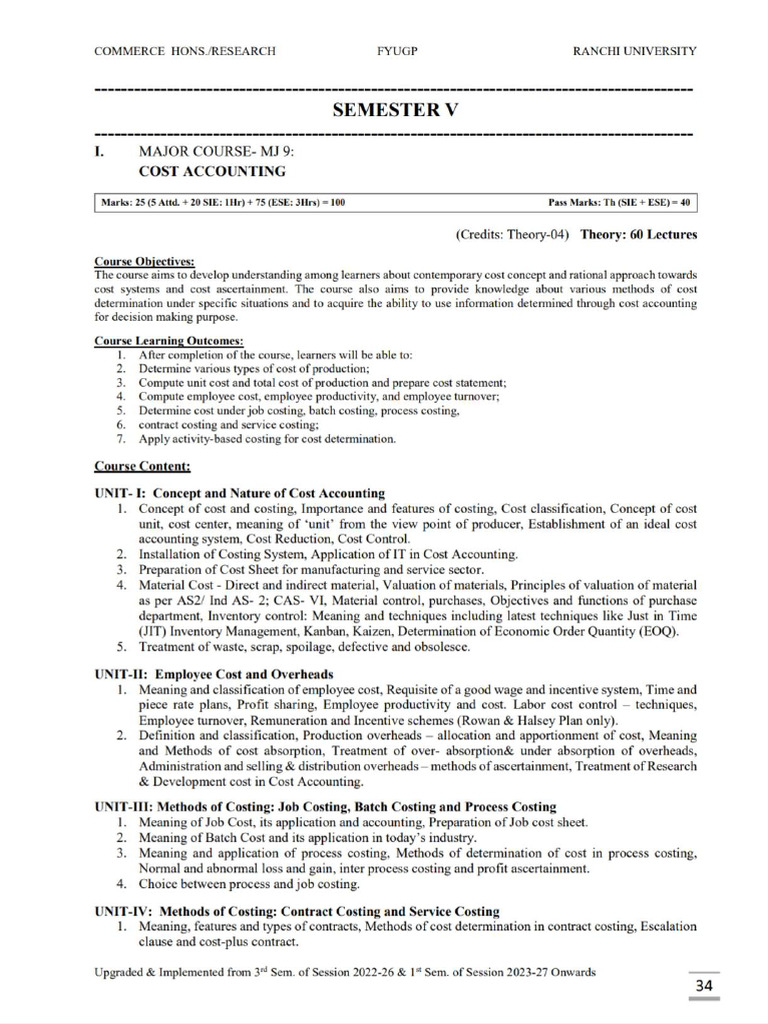Ranchi University B.Com Syllabus 2022-26 | PDF | Human Resource ...