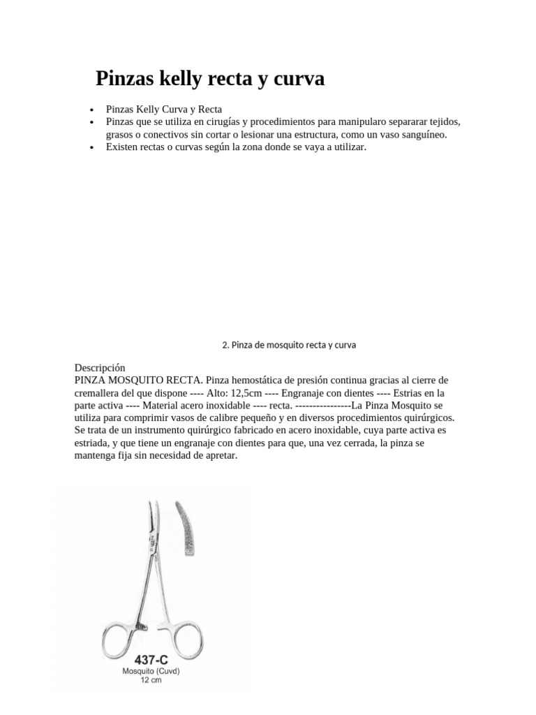 Pinzas Kelly Recta y Curva | PDF