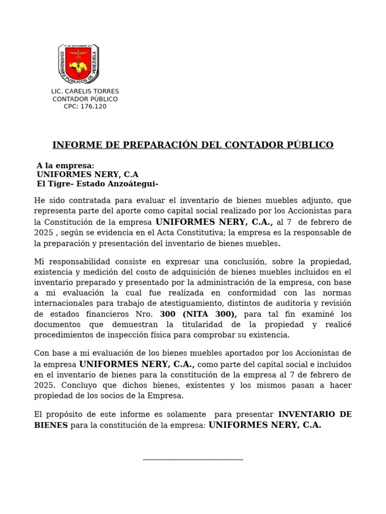 Inventario de Uniformes Nery | PDF | Economía Financiera | Corporaciones