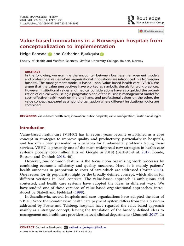 Value-Based Health Care in Norway | PDF | Innovation | Medical Diagnosis