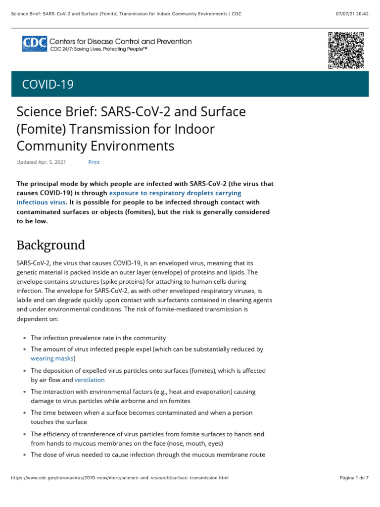 COVID-19-CDC-Science Brief - SARS-CoV-2 and Surface (Fomite ...