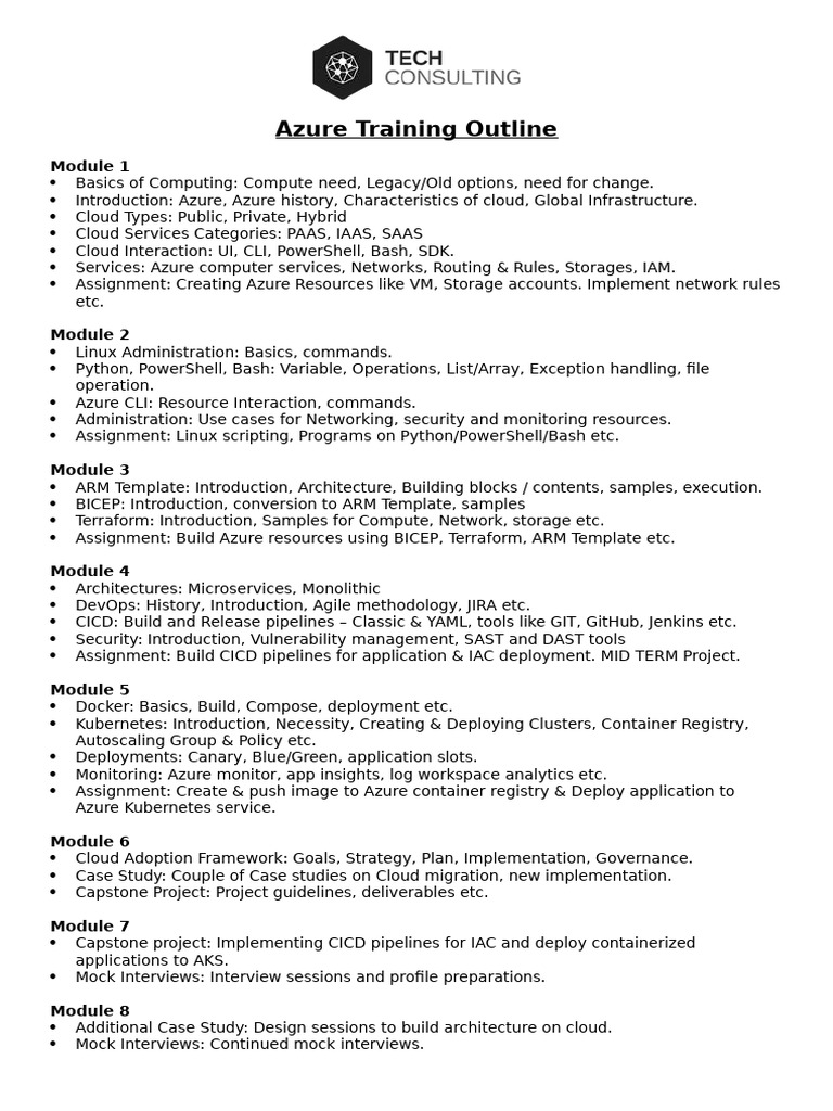 Azure Training Outline | PDF | Microsoft Azure | Cloud Computing