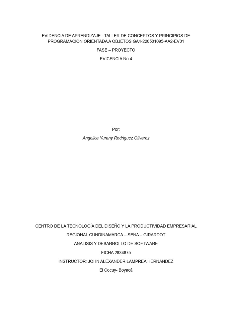 Taller de Conceptos y Principios de Programación Orientada A Objetos GA4-220501095-AA2-EV01 ...