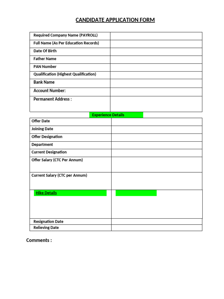 Candidate Application FORM | PDF