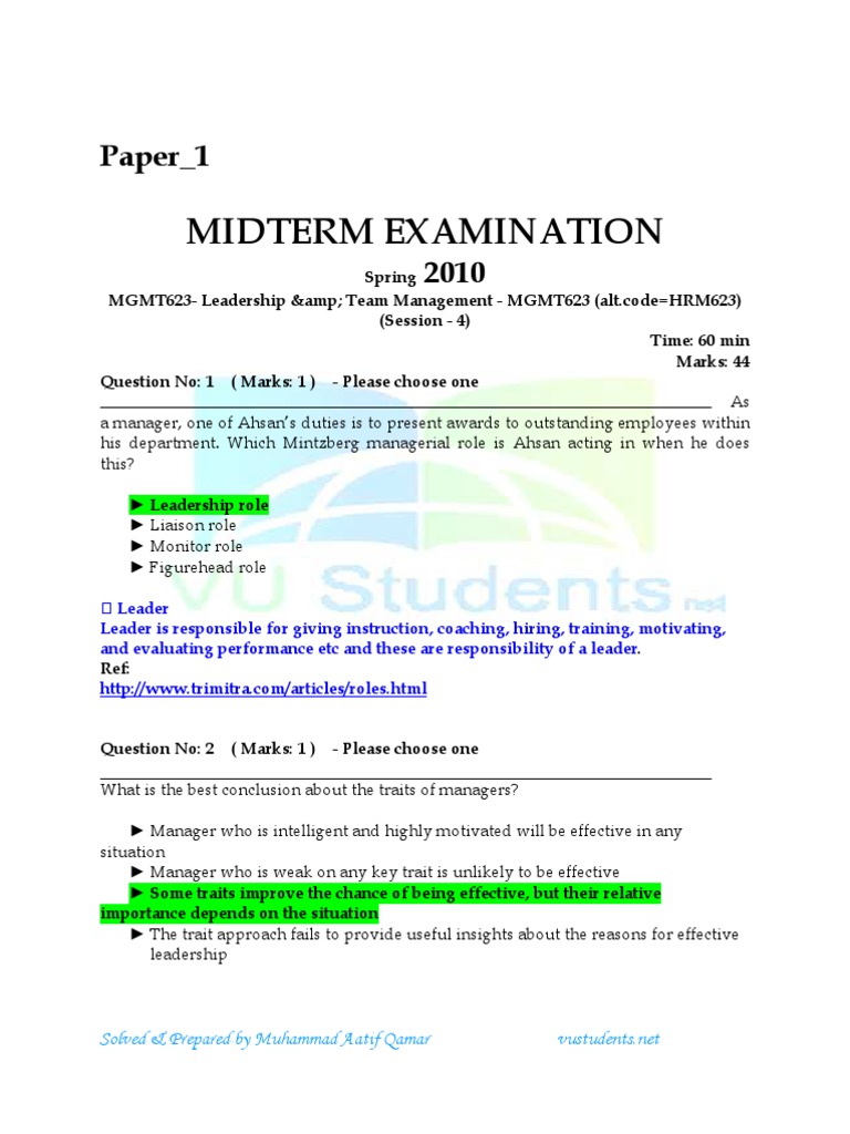 All MidTerm Past Papers MGMT623 Mega File by Muhammad Aatif Qamar ... All MidTerm Past Papers MGMT623 Mega File by Muhammad Aatif Qamar ...