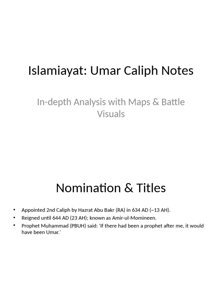 Islamiayat Umar Caliph Notes | PDF