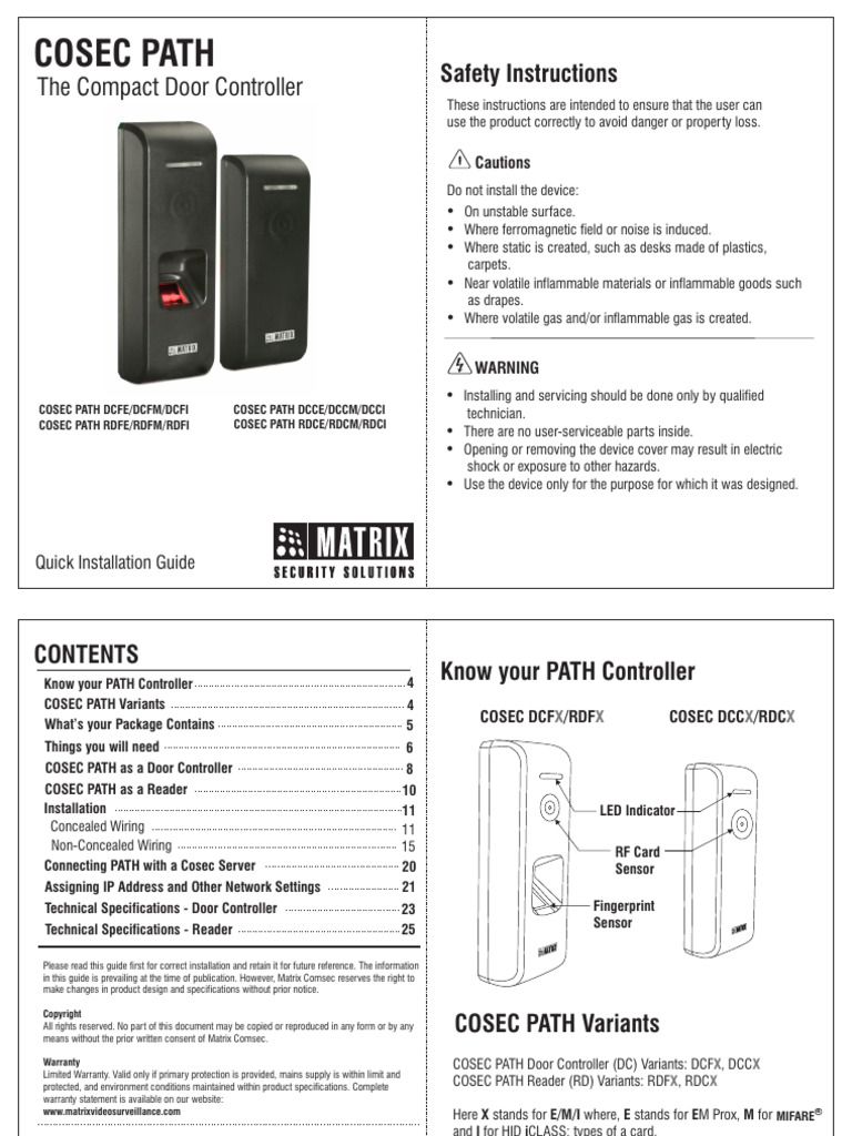Matrix COSEC PATH Quick Installation Guide1 | PDF | Computer ...