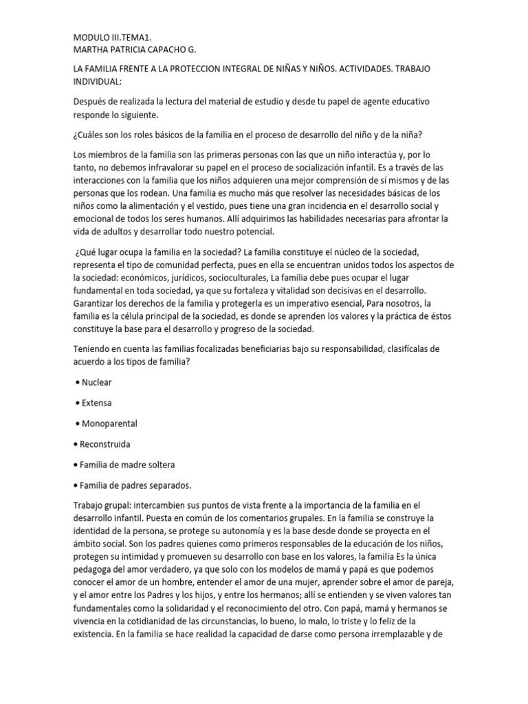 Modulo 3 Tema 1 | PDF | Familia | Sociedad
