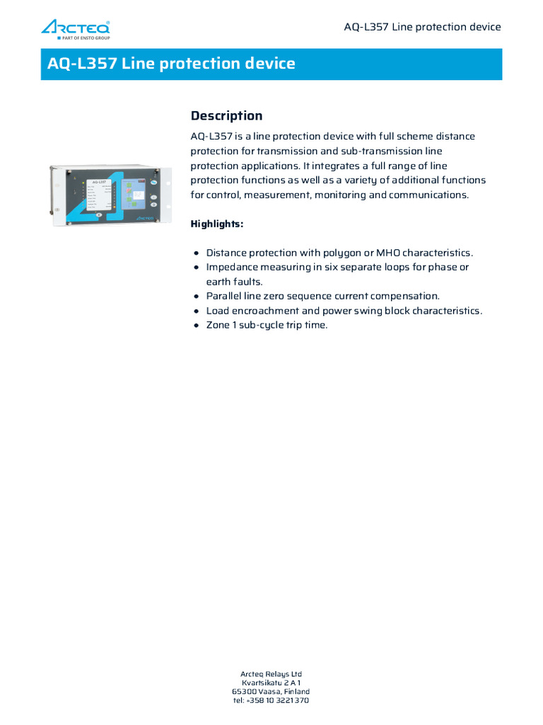Catalogo Reles Proteccion de Distancia Aq - l357 | PDF | Power (Physics) | Power Engineering