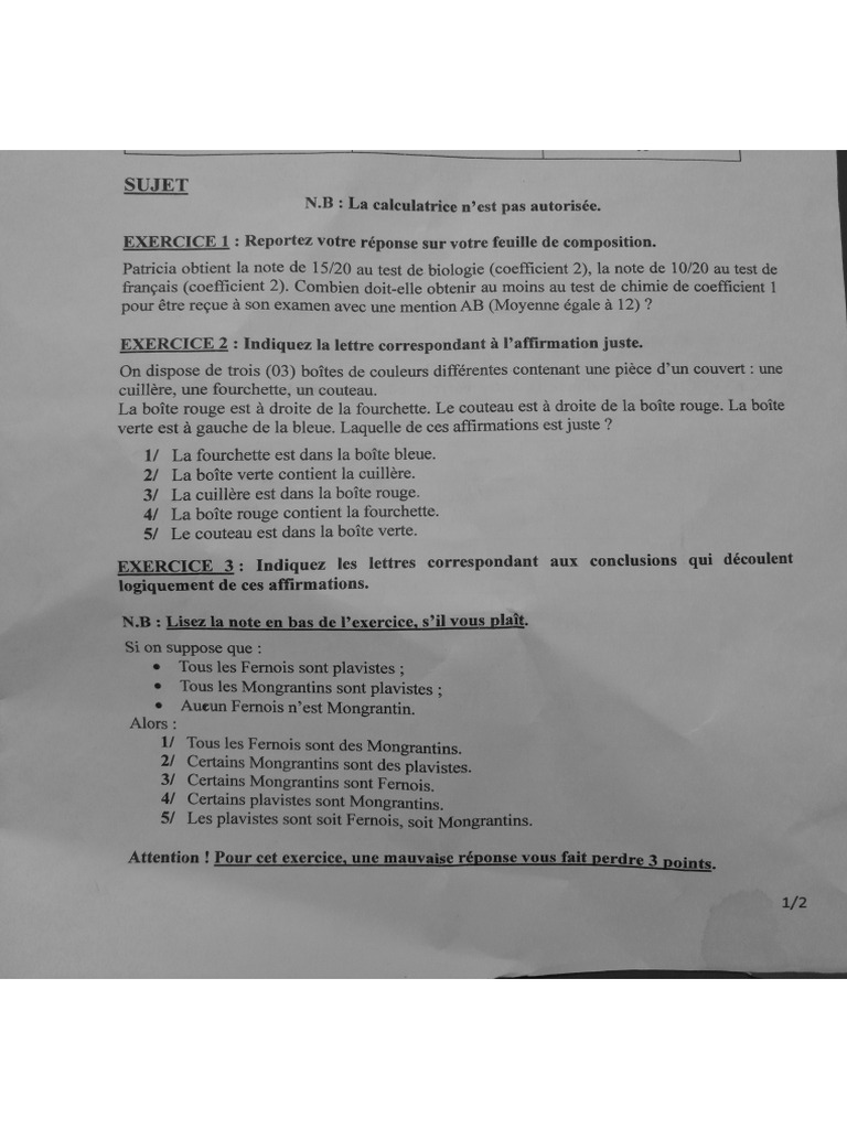 Sujet 1 | PDF