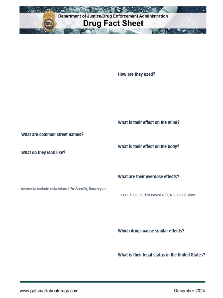 Benzodiazepines Drug Fact Sheet | PDF | Benzodiazepine | Pharmacology