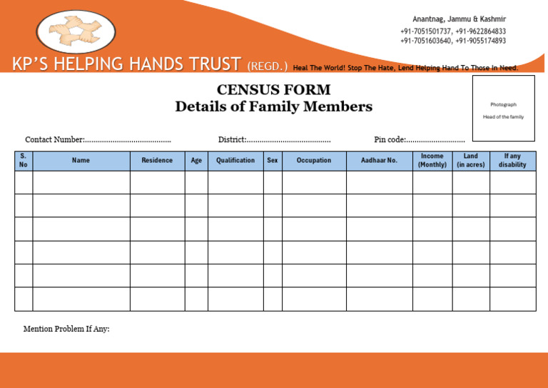 KP's Census Form for Families | PDF
