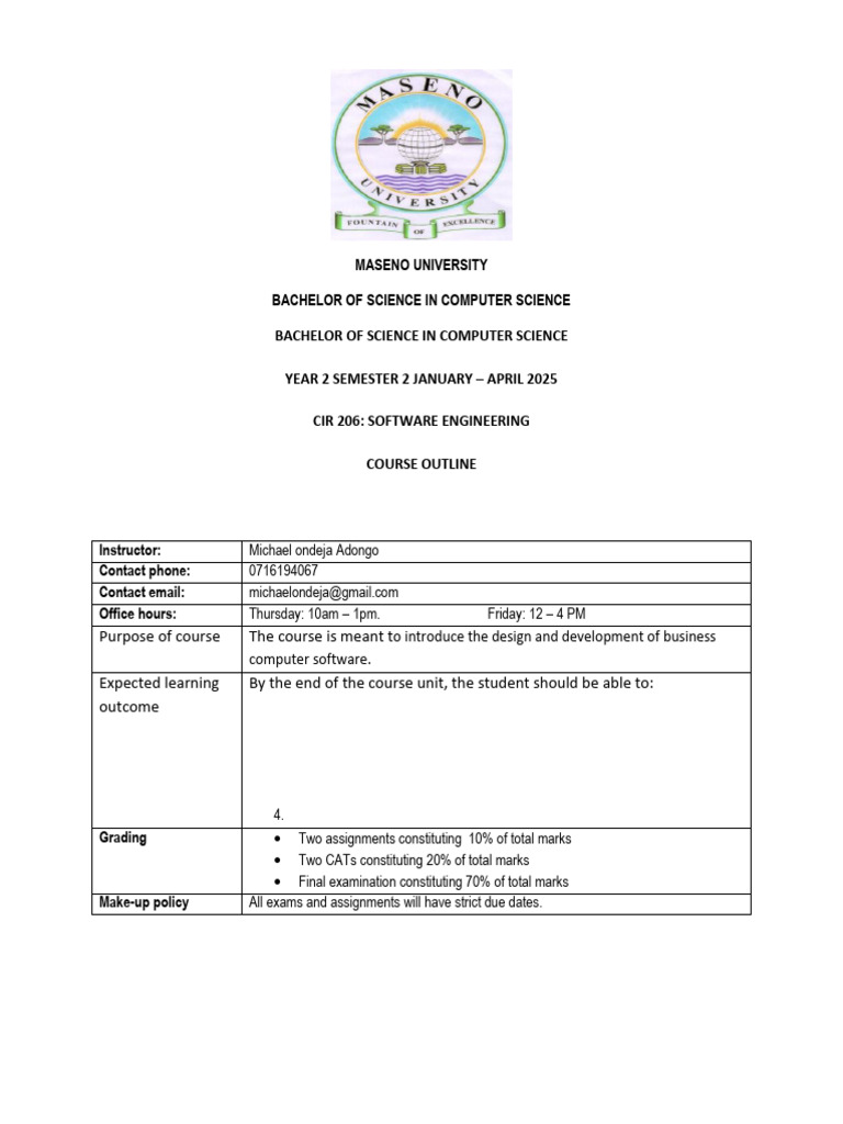Software Engineering Course Outline | PDF | Software | Software Testing