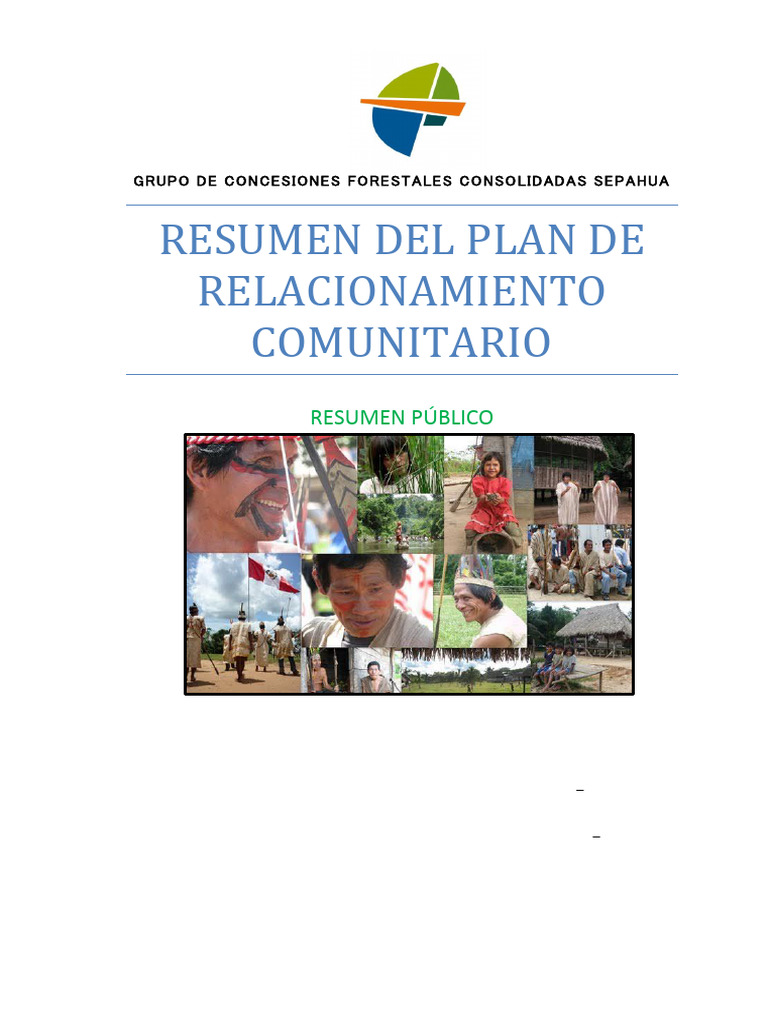 Resumen Plan de Relacionamiento Comunitario - GCFCS 2019 | PDF | Sustentabilidad | Consejo de ...