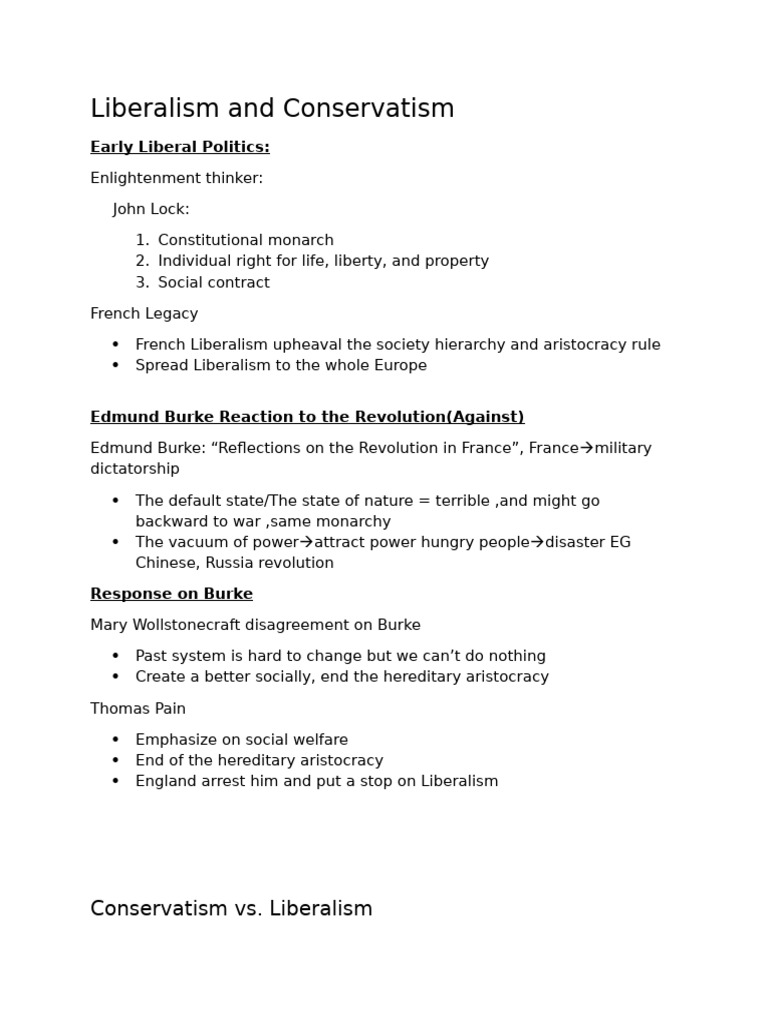 Liberalism vs. Conservatism: Key Concepts | PDF | Liberalism | Edmund Burke