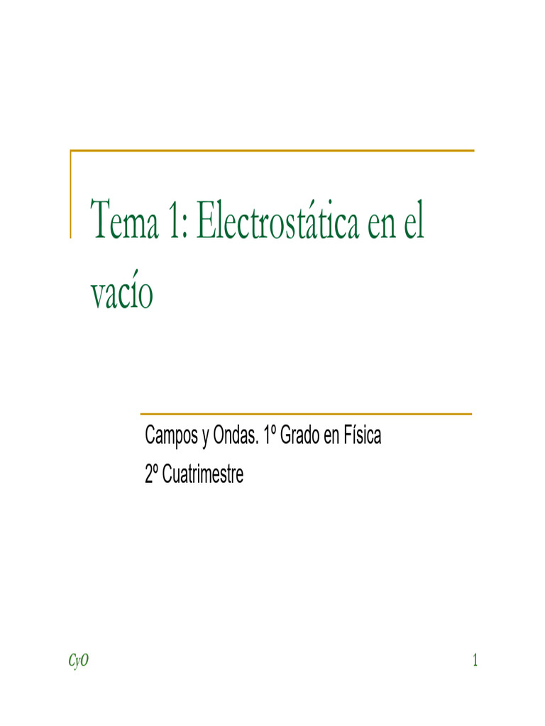 Tema 1 - Electrostática en El Vacío | PDF | Electrostática | Flujo