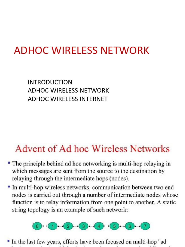 Adhoc Wireless | PDF