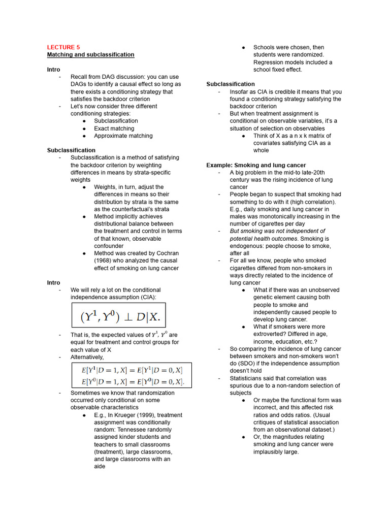 Matching and Subclassification | PDF | Confounding | Dependent And Independent Variables