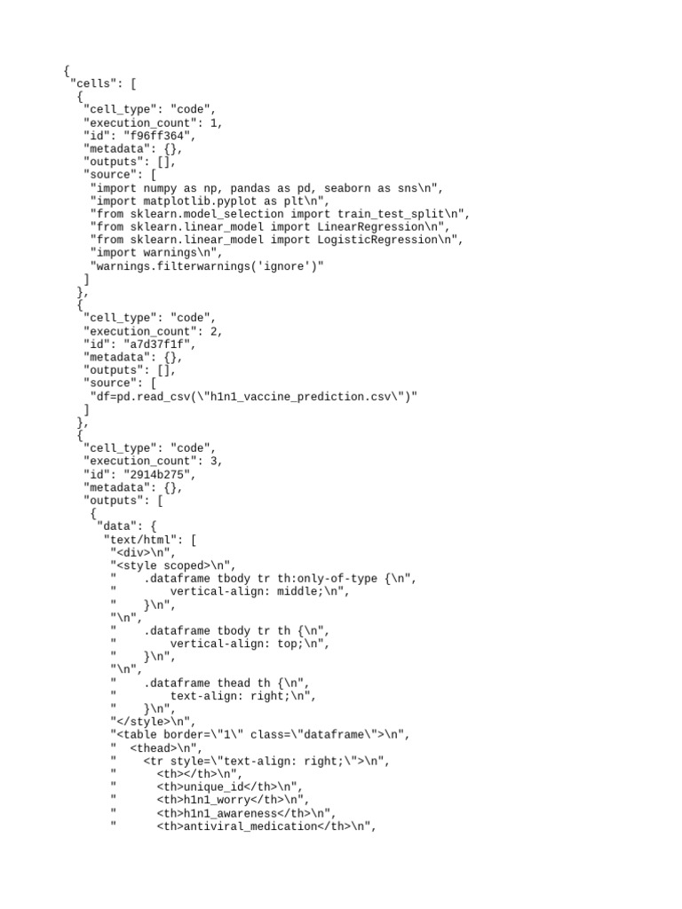 H1N1 Pred Model Proj2.ipynb | PDF | Data Management Software | Software ...